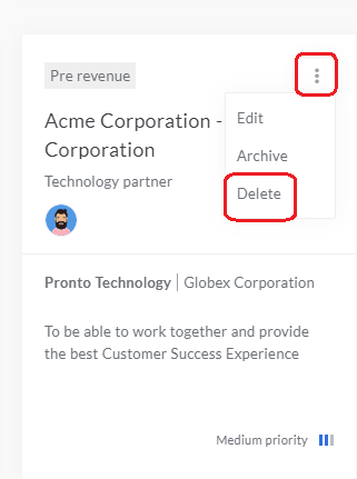 Edit, archiving and deleting a relationship – Pronto Support