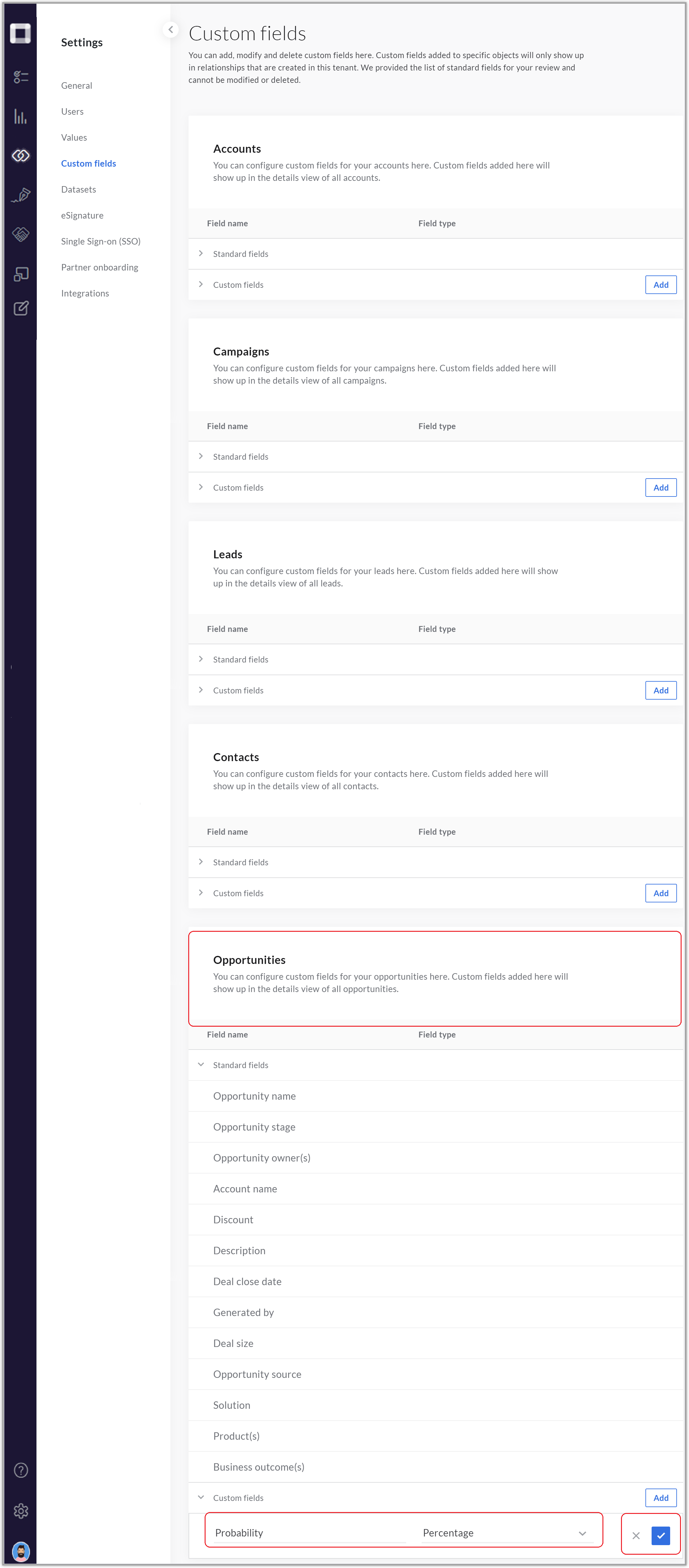 Customising Sales fields/values for a Relationship – Pronto Support
