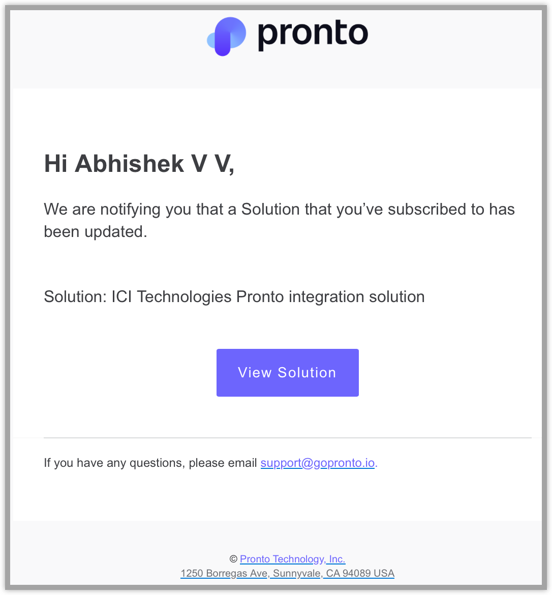 Subscribing to Solution Updates – Pronto Support