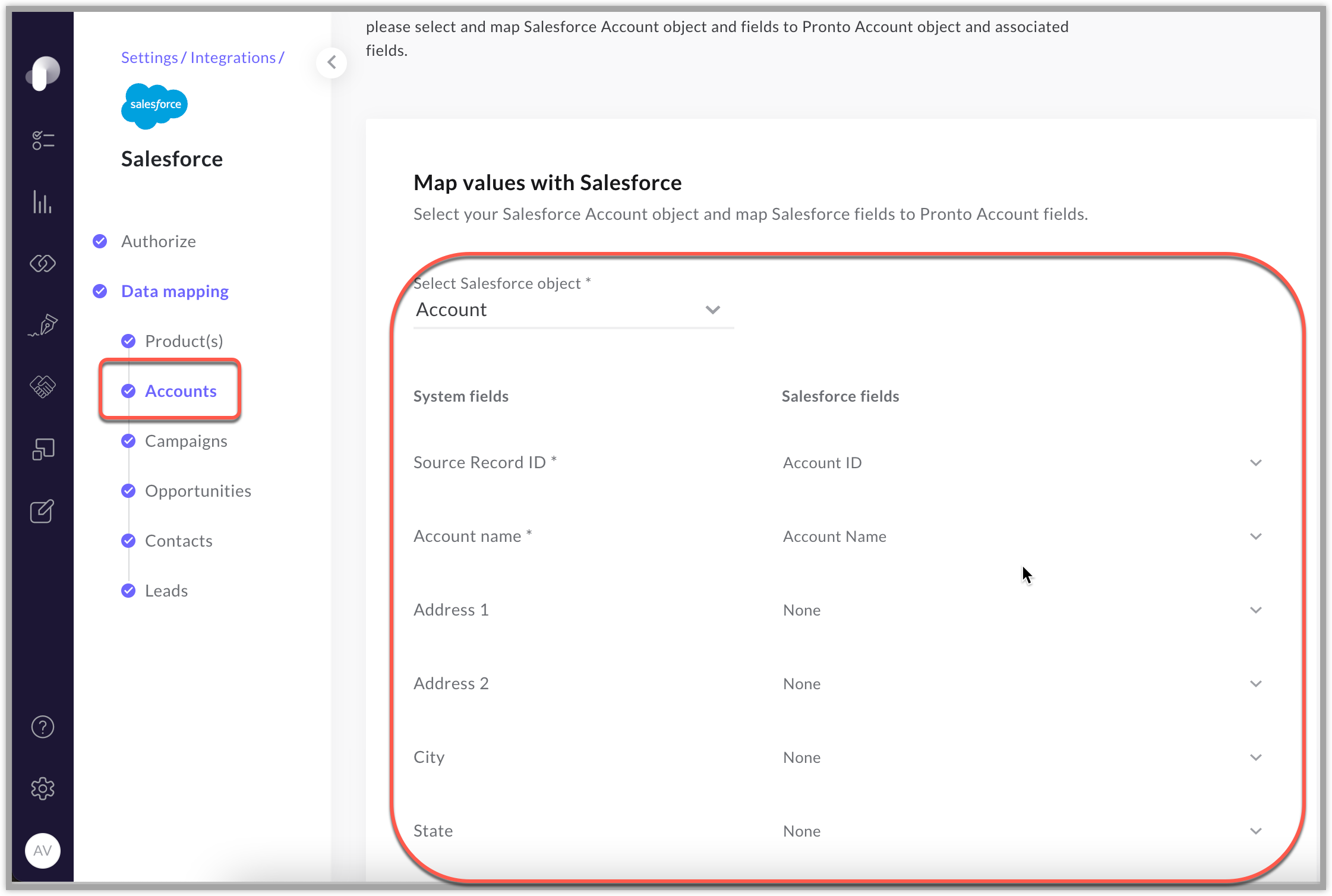 Salesforce Data Mapping Salesforce Objects To Pronto Objects Pronto Support
