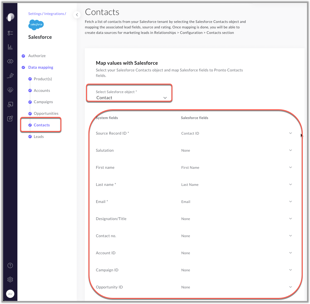 Salesforce Data Mapping Salesforce Objects To Pronto Objects Pronto Support 6982