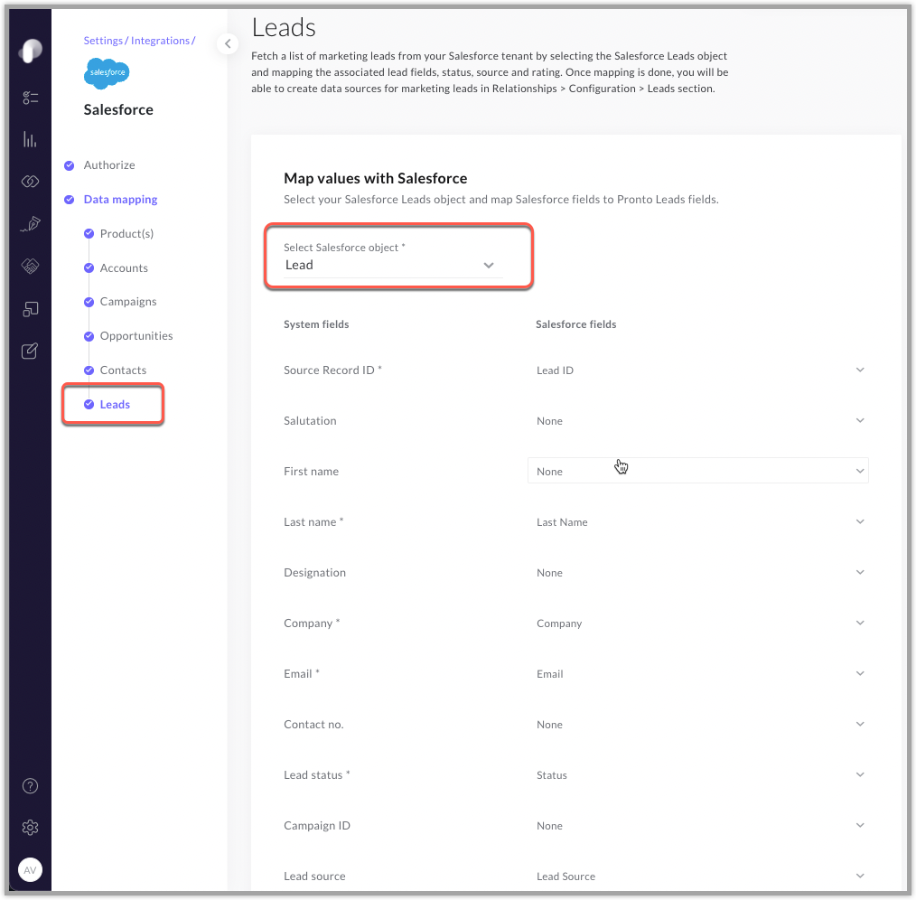 Salesforce Data Mapping Salesforce Objects To Pronto Objects Pronto Support 6006
