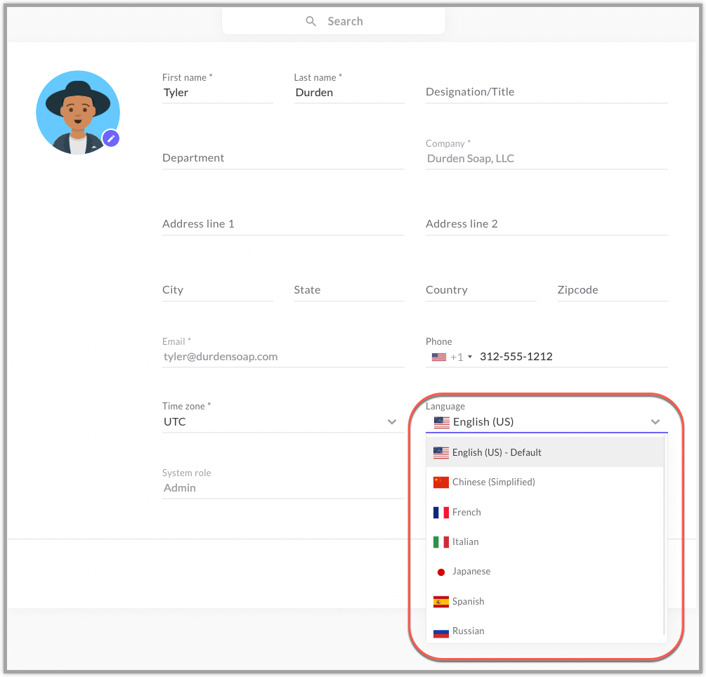 Update your profile and change platform language – Pronto Support